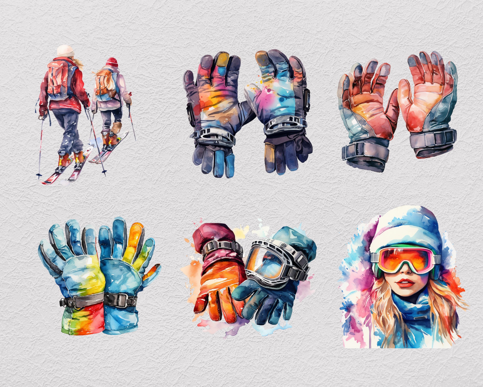 93 Watercolour Ski Outfit Clipart Bundle, Ski, Snow Boots, Jackets ...