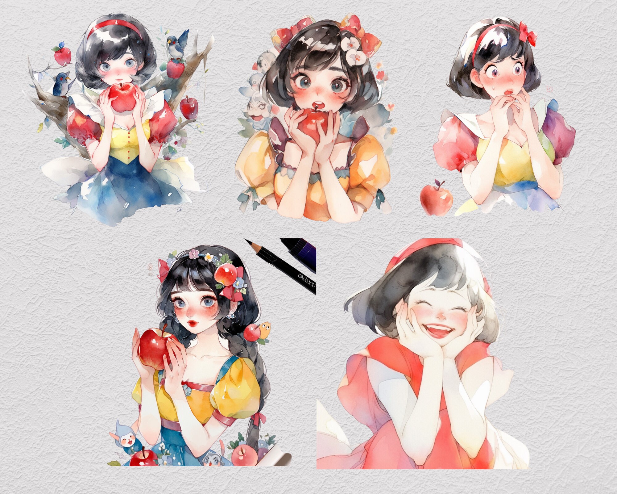 Watercolor Snow White Clipart Bundle Princess Clipart - Etsy