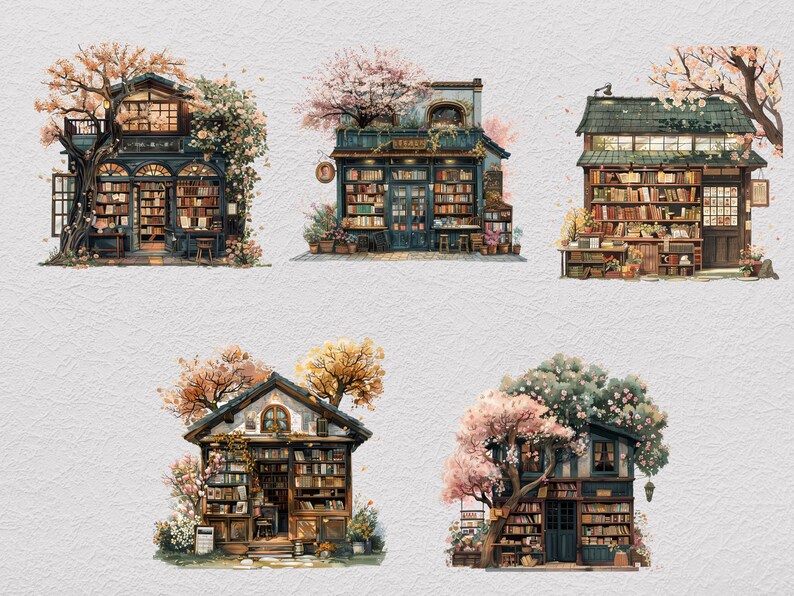 Spring Bookstore Clipart, Bookstore PNG, Architecture Clipart, Vintage ...