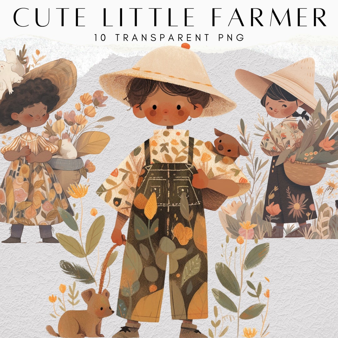 Cute Little Farmer Clipart, Farmer PNG, Cozy Cottagecore Vibes, Fall ...