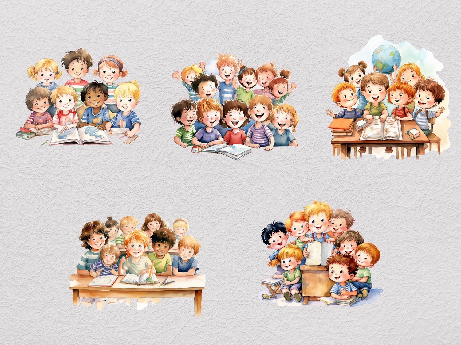 Classroom Happiness Clipart, School Clipart PNG Bundle, Transparent ...