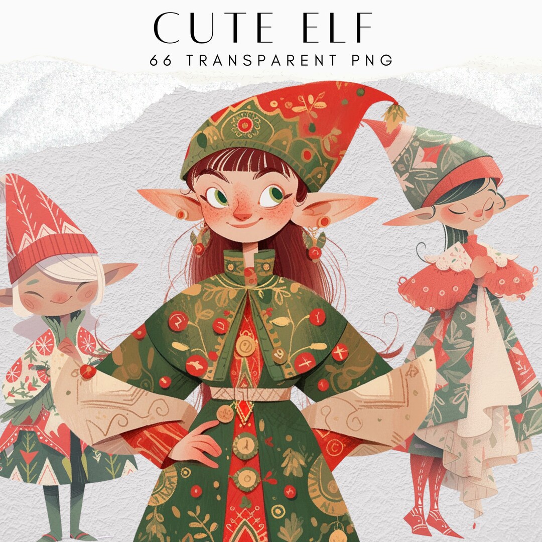 Cute Elf Clipart Bundle, Gift Box Clipart, Holiday Clipart ...