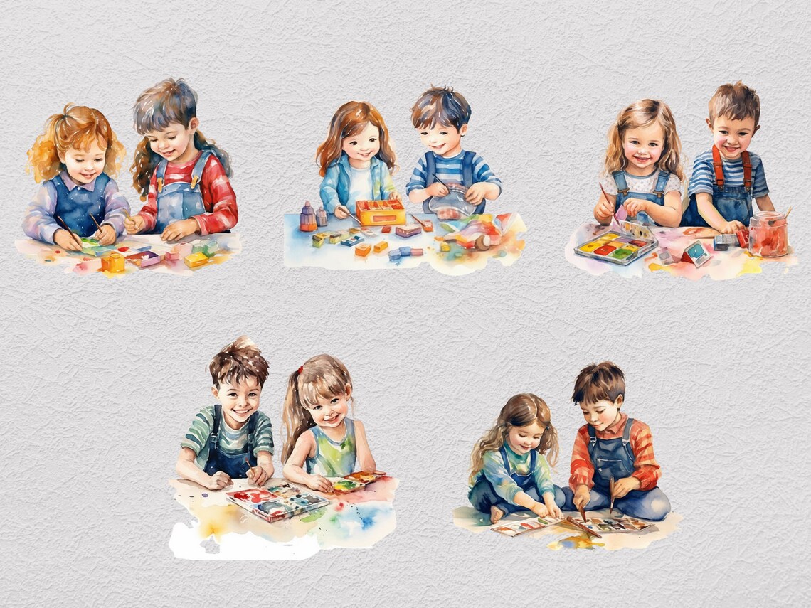 Student Art Class Clipart, School Clipart PNG Bundle, Transparent ...