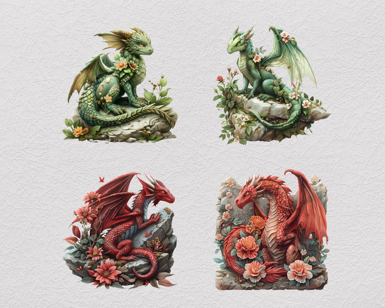28 Dragons Clipart PNG Bundle, Transparent Clip Art for Kids Activity ...