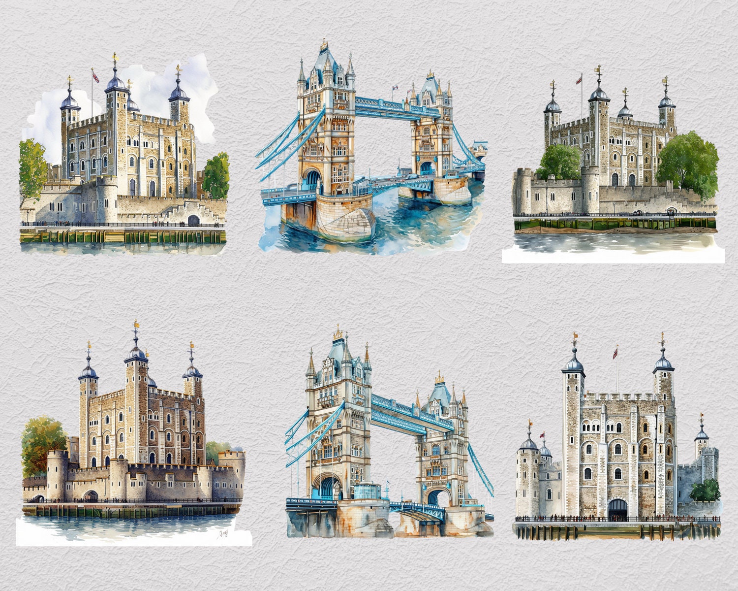 London Clipart, Watercolour City Clipart Bundle, Around the World ...