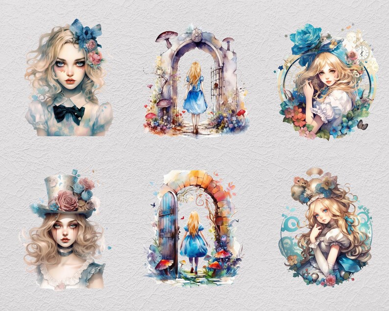 Alice in Wonderland PNG, Watercolor Alice in Wonderland Clipart ...