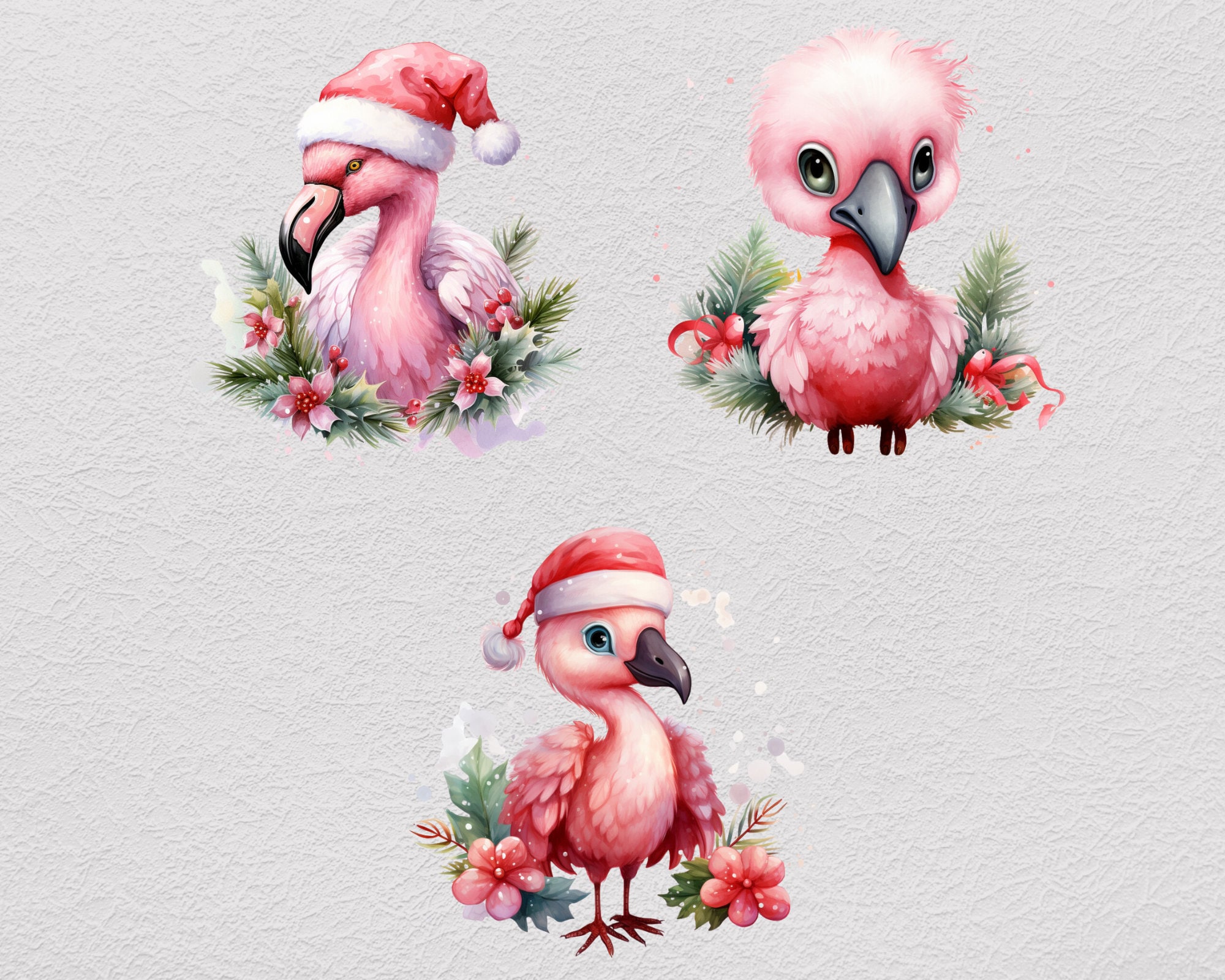Cute Baby Flamingos Clipart, Cute Critters, Scarf and Beanie, Snowy ...