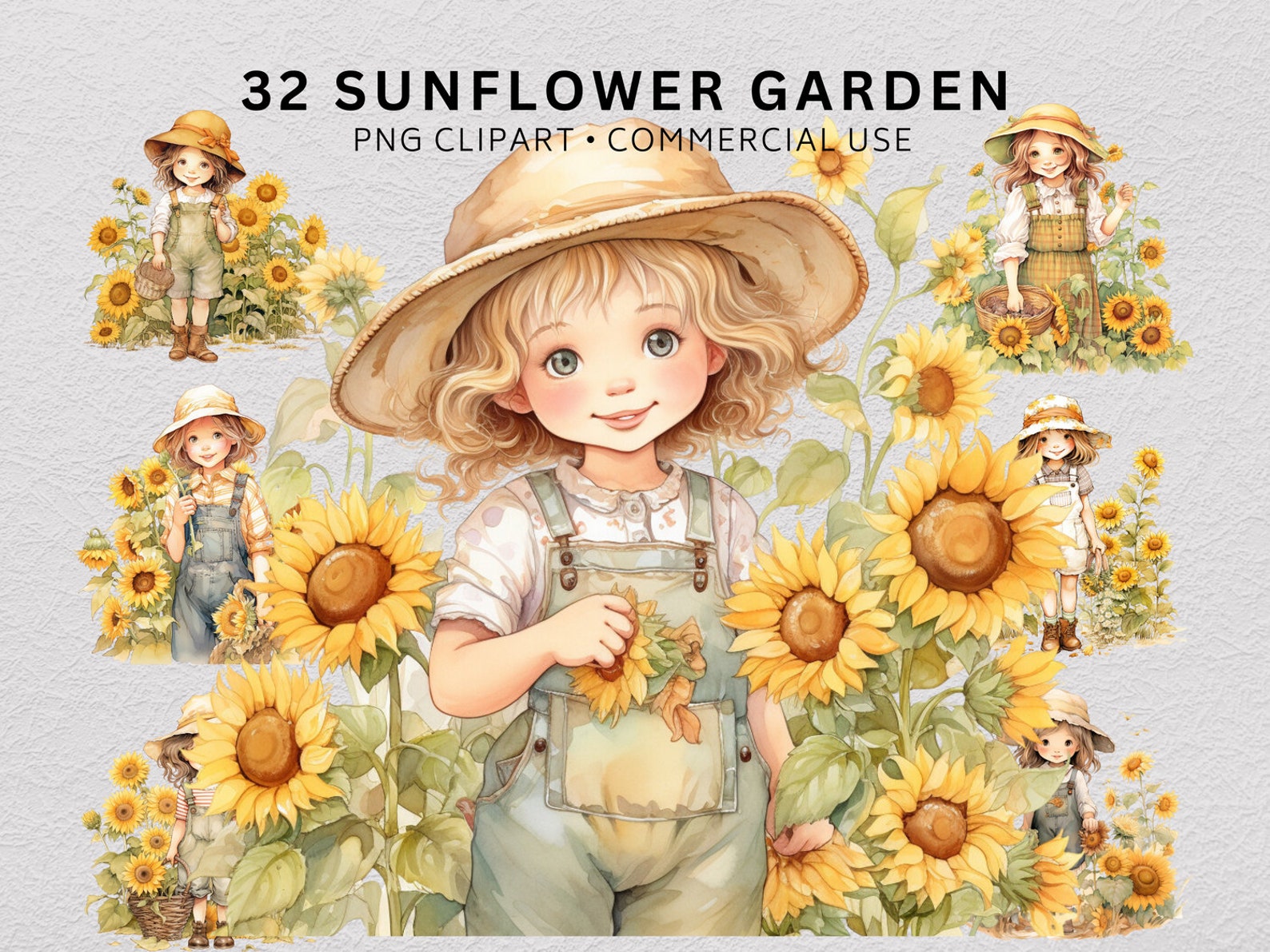 Sunflower Garden Clipart PNG Sublimation Bundle, Sunflower Clipart ...