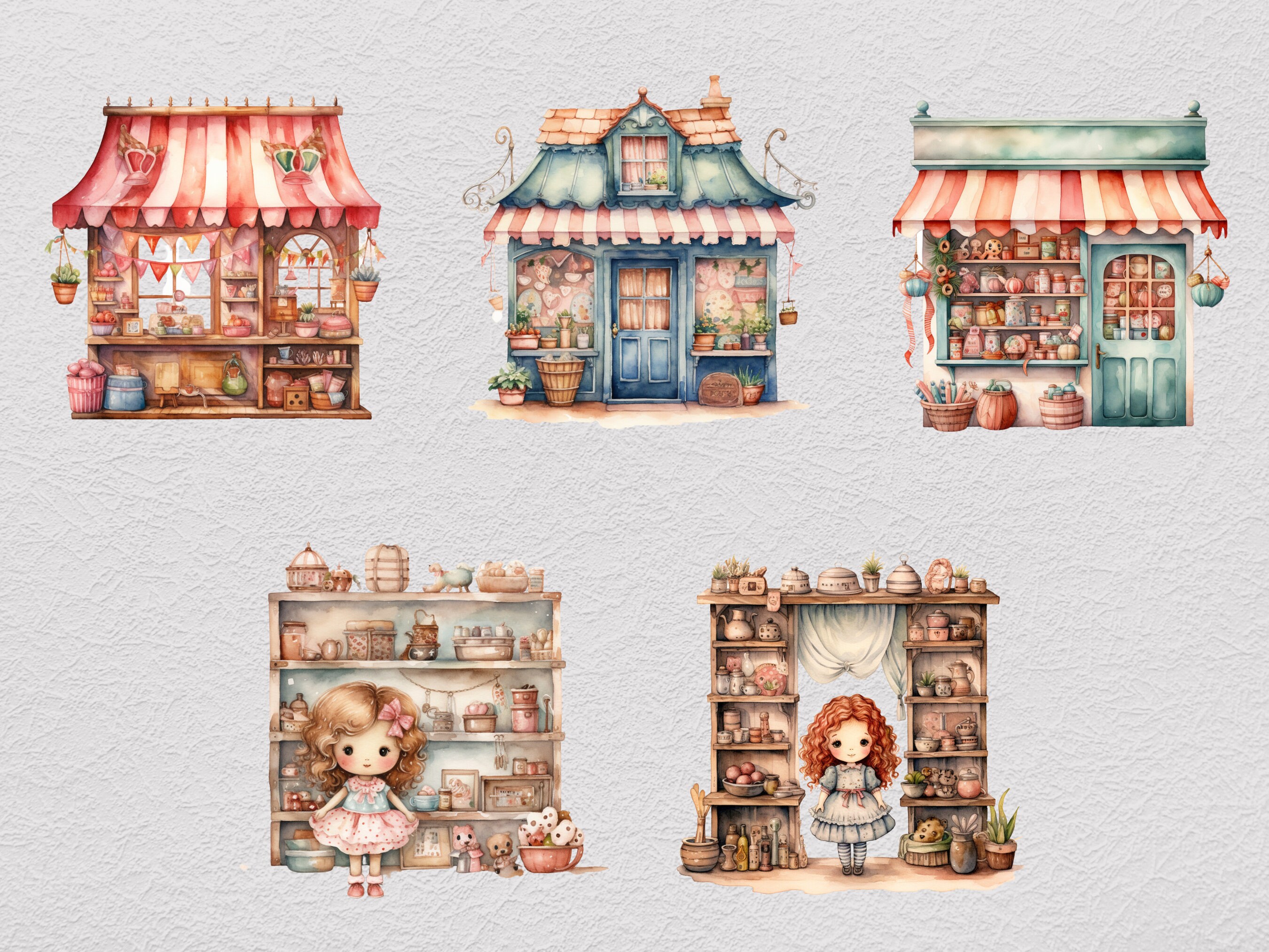 Vintage Doll Shop Clipart Bundle, Doll Shop PNG, Christmas Market ...