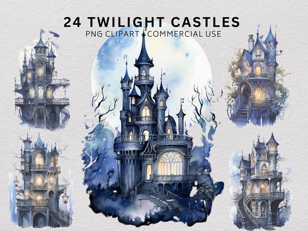 Twilight Castles Clipart PNG, Moon Castle, Castle PNG, Winter Clip Art ...