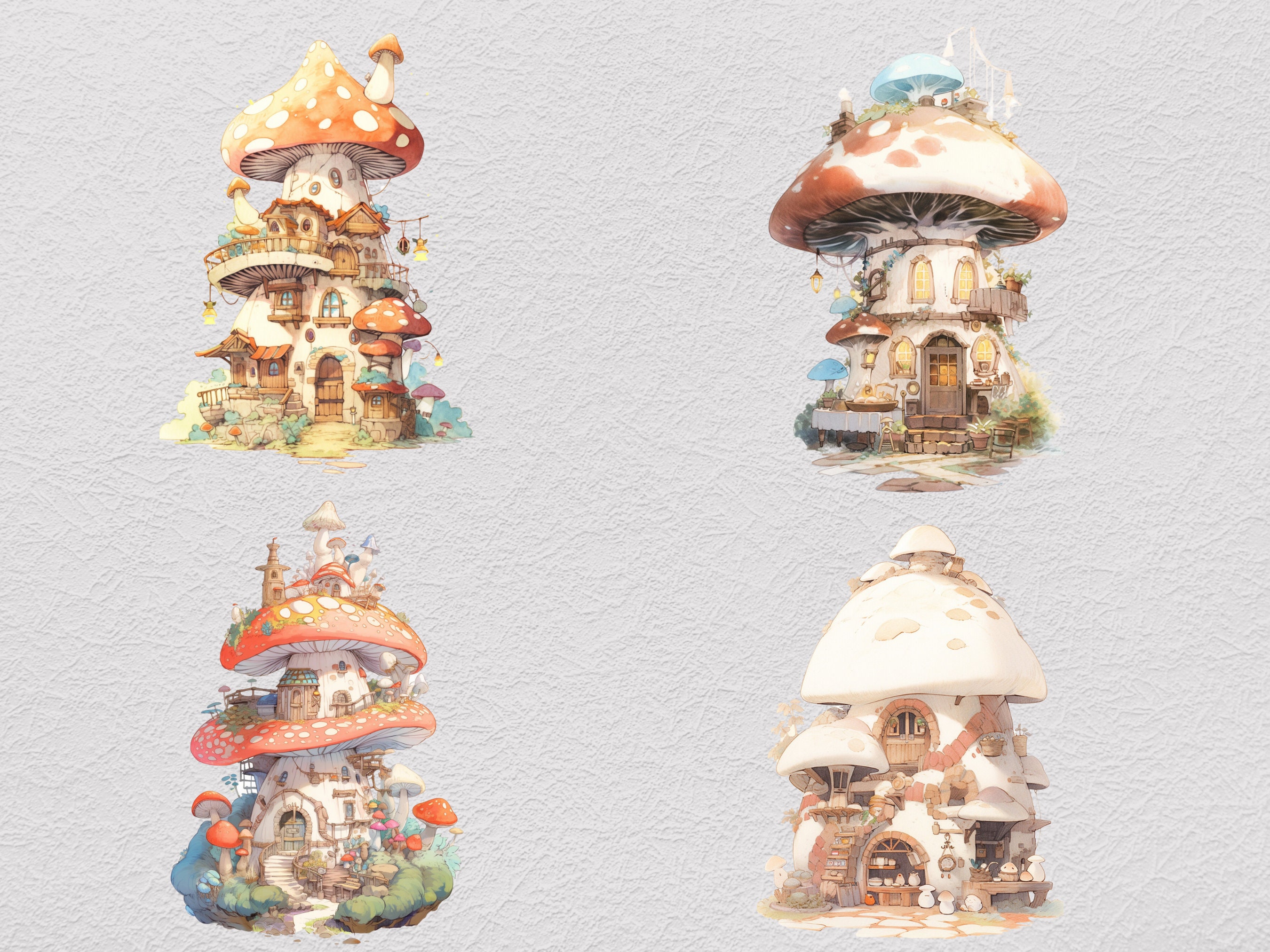 Mushroom Houses Clipart PNG, Mushroom PNG, House Clip Art, Scrapbook ...