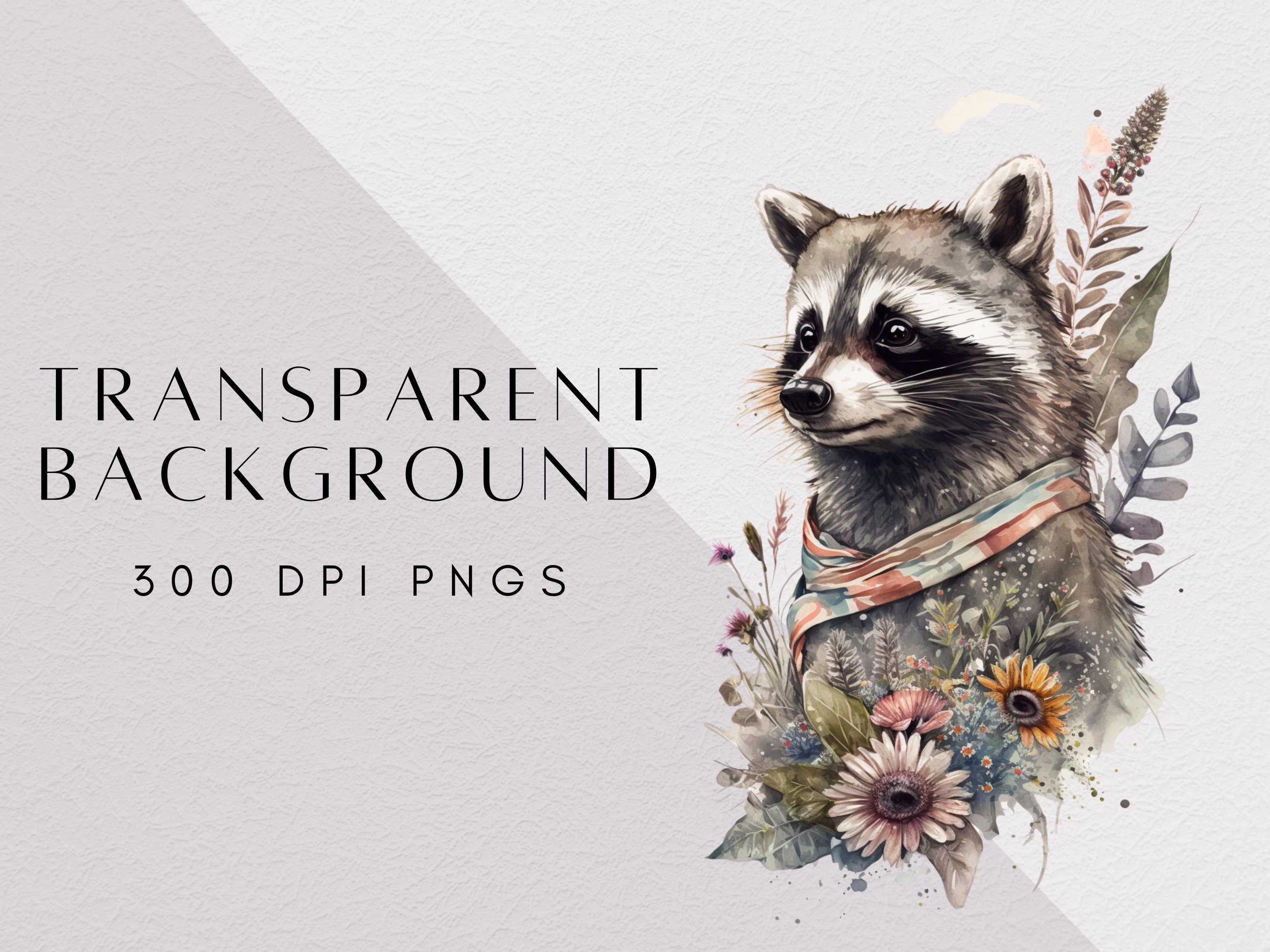 Cute Baby Raccoon Wearing a Scarf PNG, Watercolor Clipart, Transparent ...