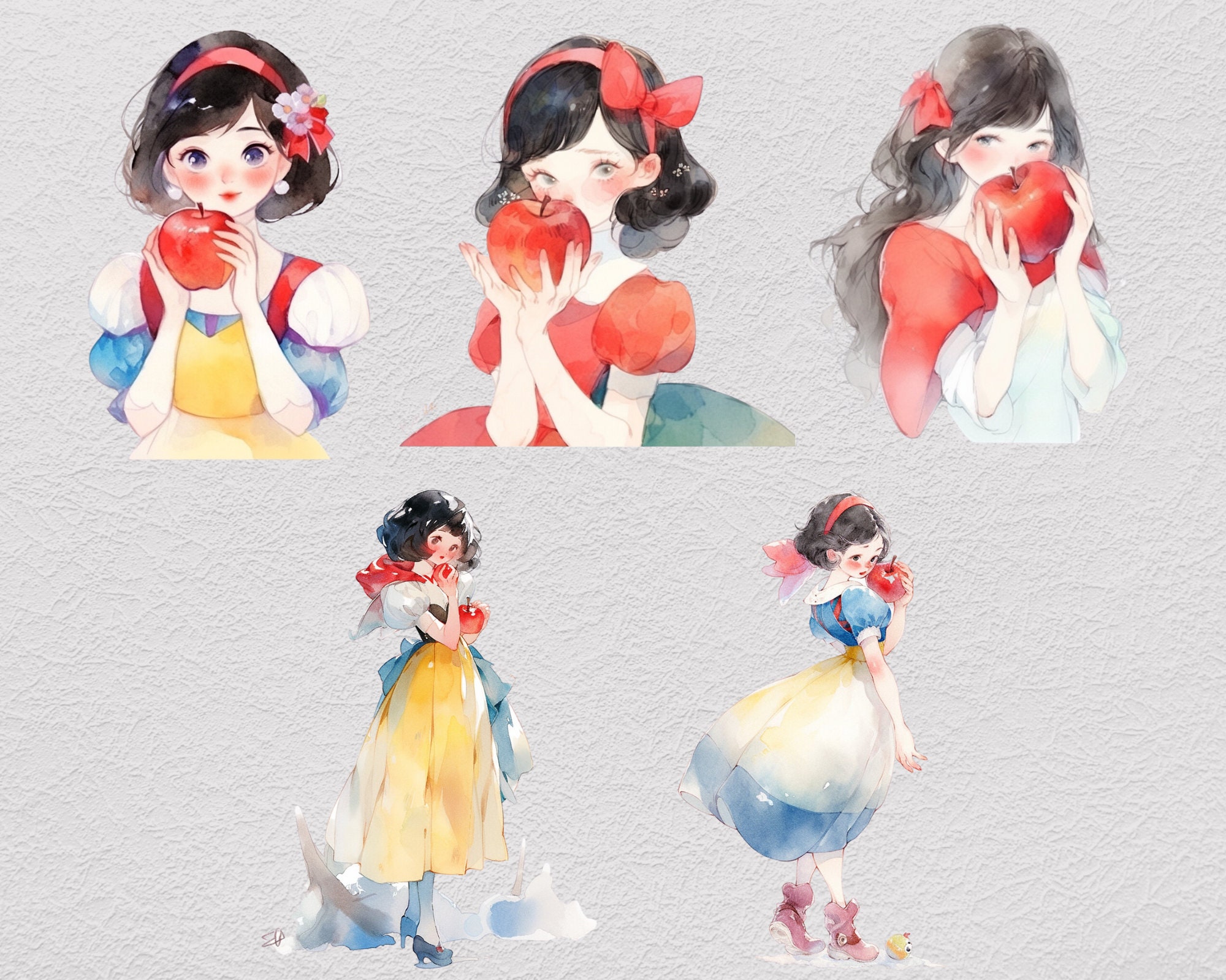 Watercolor Snow White Clipart Bundle Princess Clipart - Etsy