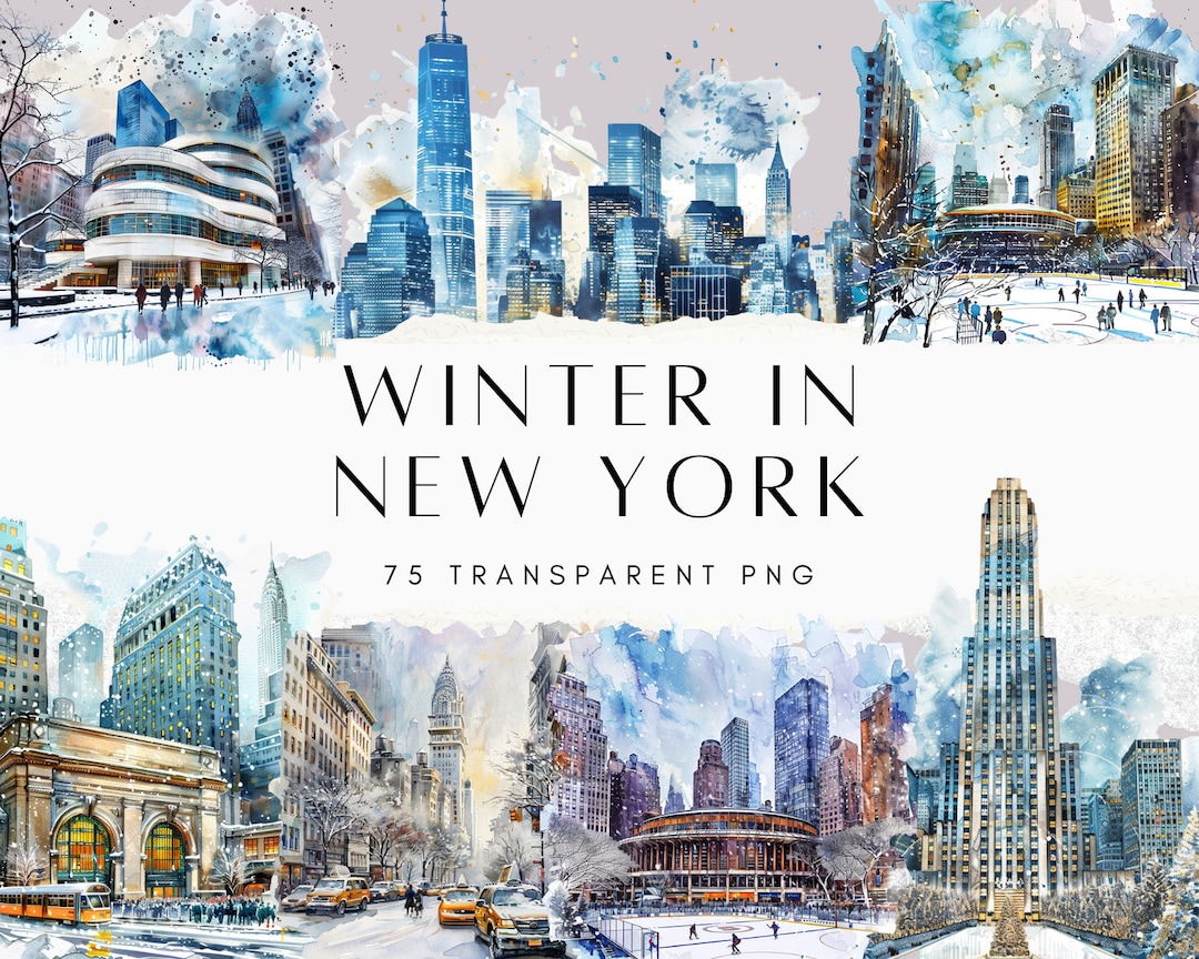 75 Winter in New York Clipart, City Bundle, New York City Clipart, Cozy ...