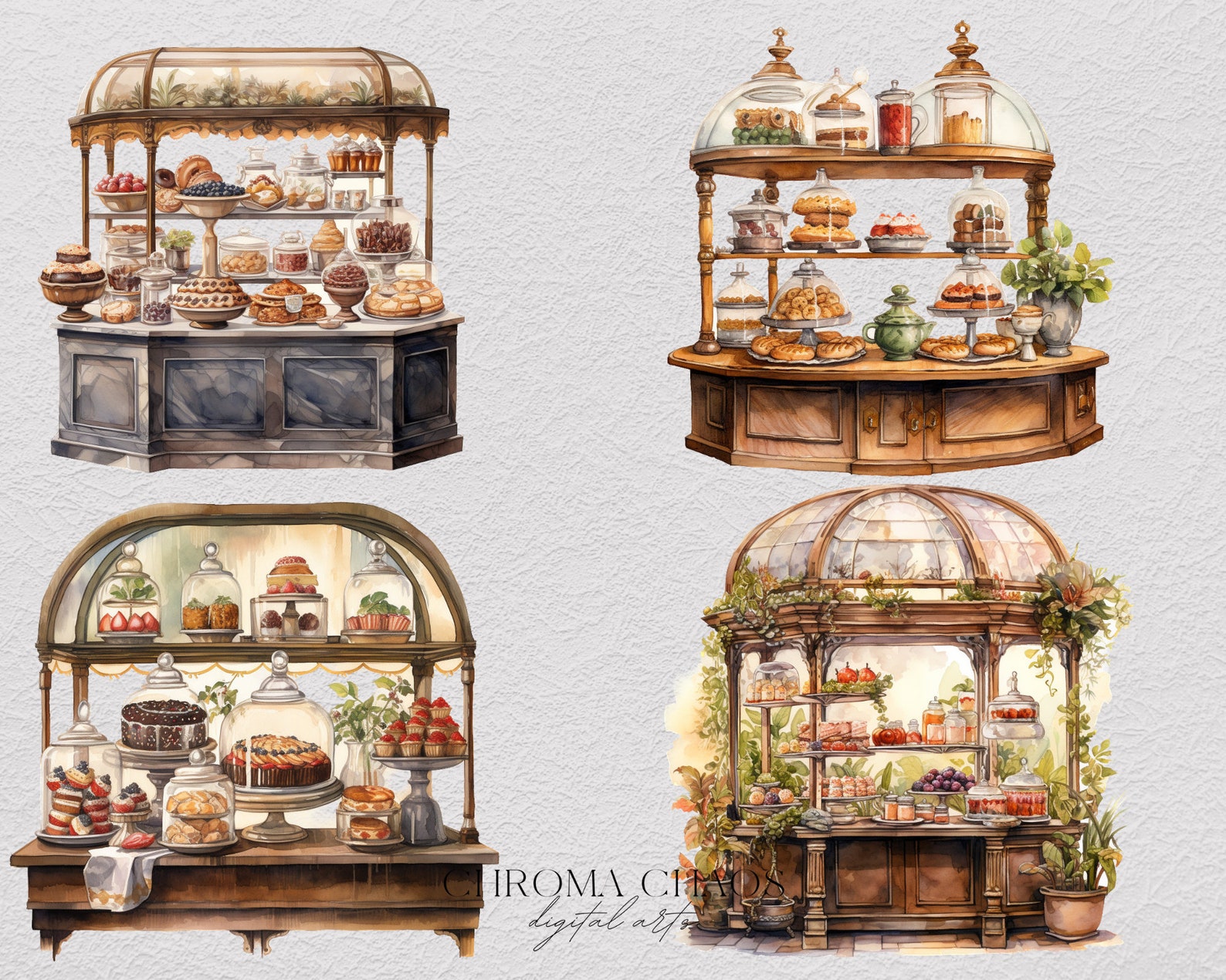25 Watercolour French Pastry Clipart Bundle Cozy Cottagecore Clip Art ...
