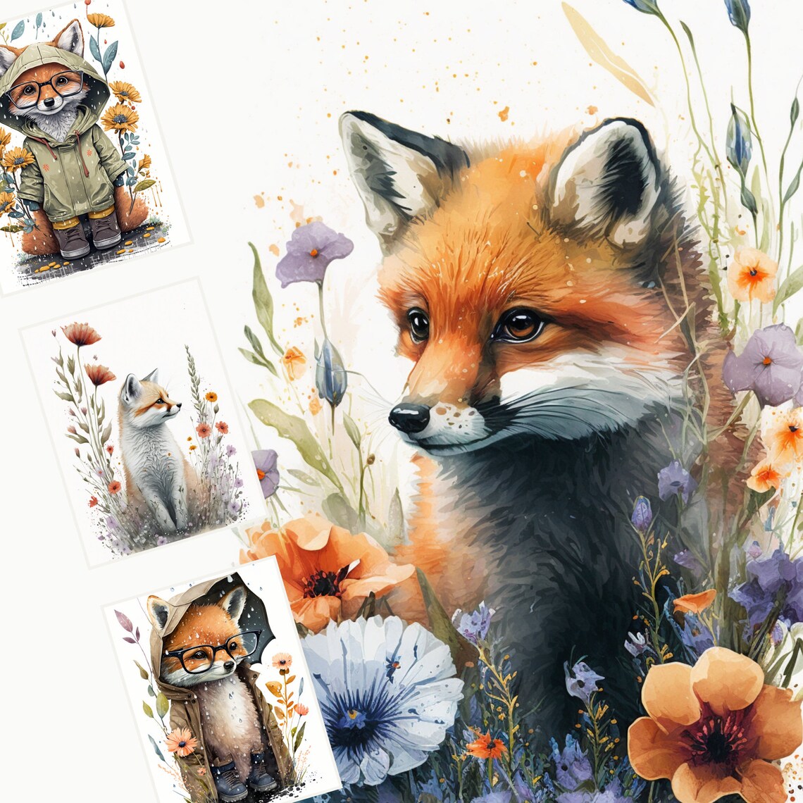 Cute Baby Fox PNG, Watercolor Clipart, Transparent PNG, Goodnotes ...