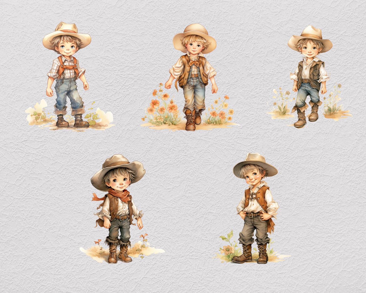 Cute Little Cowboy Clipart PNG Sublimation Bundle, Horse Clipart ...