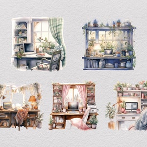 32 Cozy Home Office Clipart Bundle, Books Clipart, Cozy Clipart ...