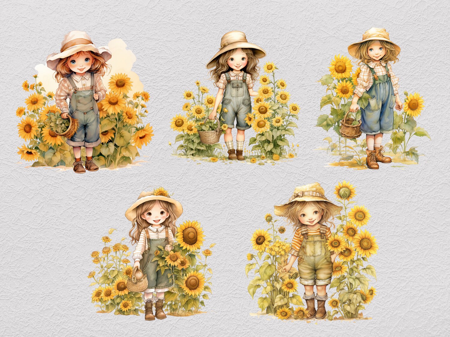 Sunflower Garden Clipart PNG Sublimation Bundle, Sunflower Clipart ...