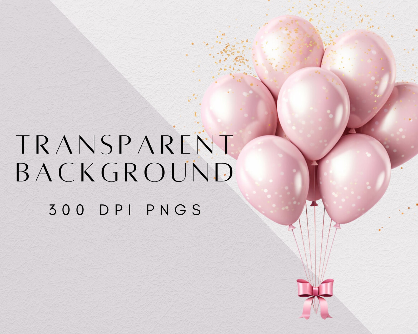 Birthday Balloon Clipart, Pink and Gold Balloon Clipart, 3D Balloon ...