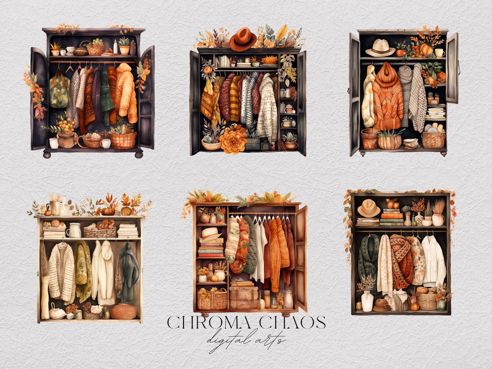 40 Watercolour Autumn Wardrobe Clipart Bundle Autumn Clothes - Etsy