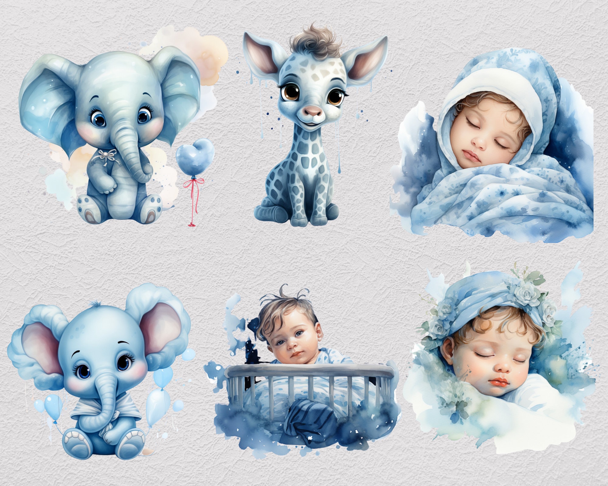 80 Blue Newborn Decorations Clip Art Bundle, Invitation Decor, Wall ...