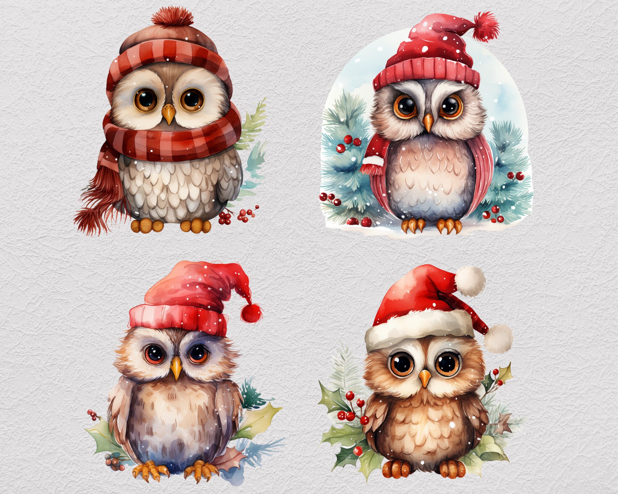 Cute Owl PNG, Owl Clipart, Winter Animals Clipart, Scarf and Beanie ...