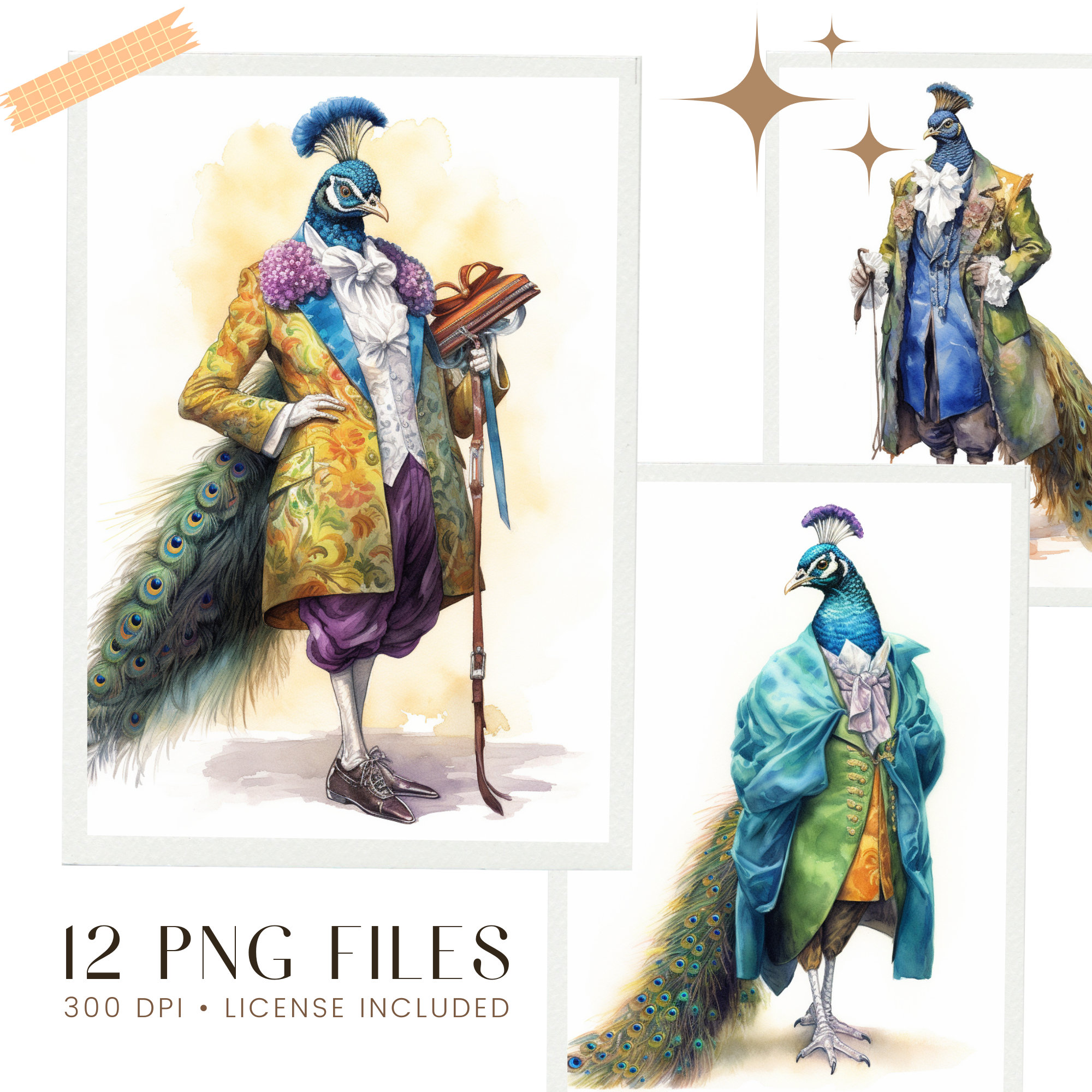 12 Elegant Peacocks Clip Art, Nursery Wall Art, Baby Shower Decor ...