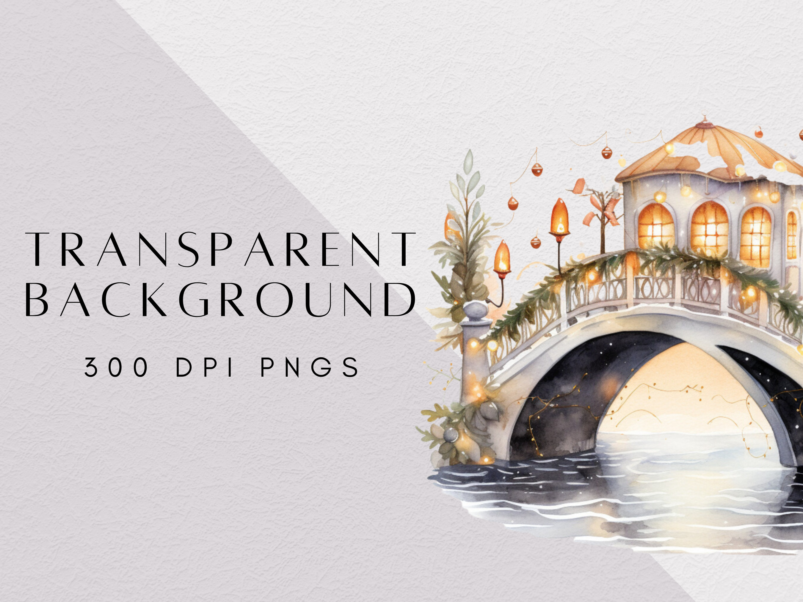 Watercolour Magical Bridge Clipart Bundle, Christmas Bridge, Ornament ...