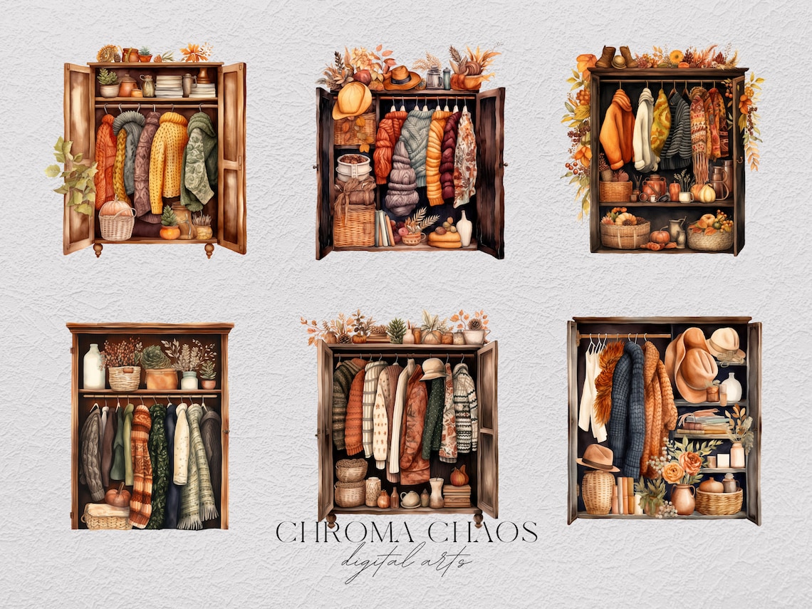 40 Watercolour Autumn Wardrobe Clipart Bundle Autumn Clothes - Etsy