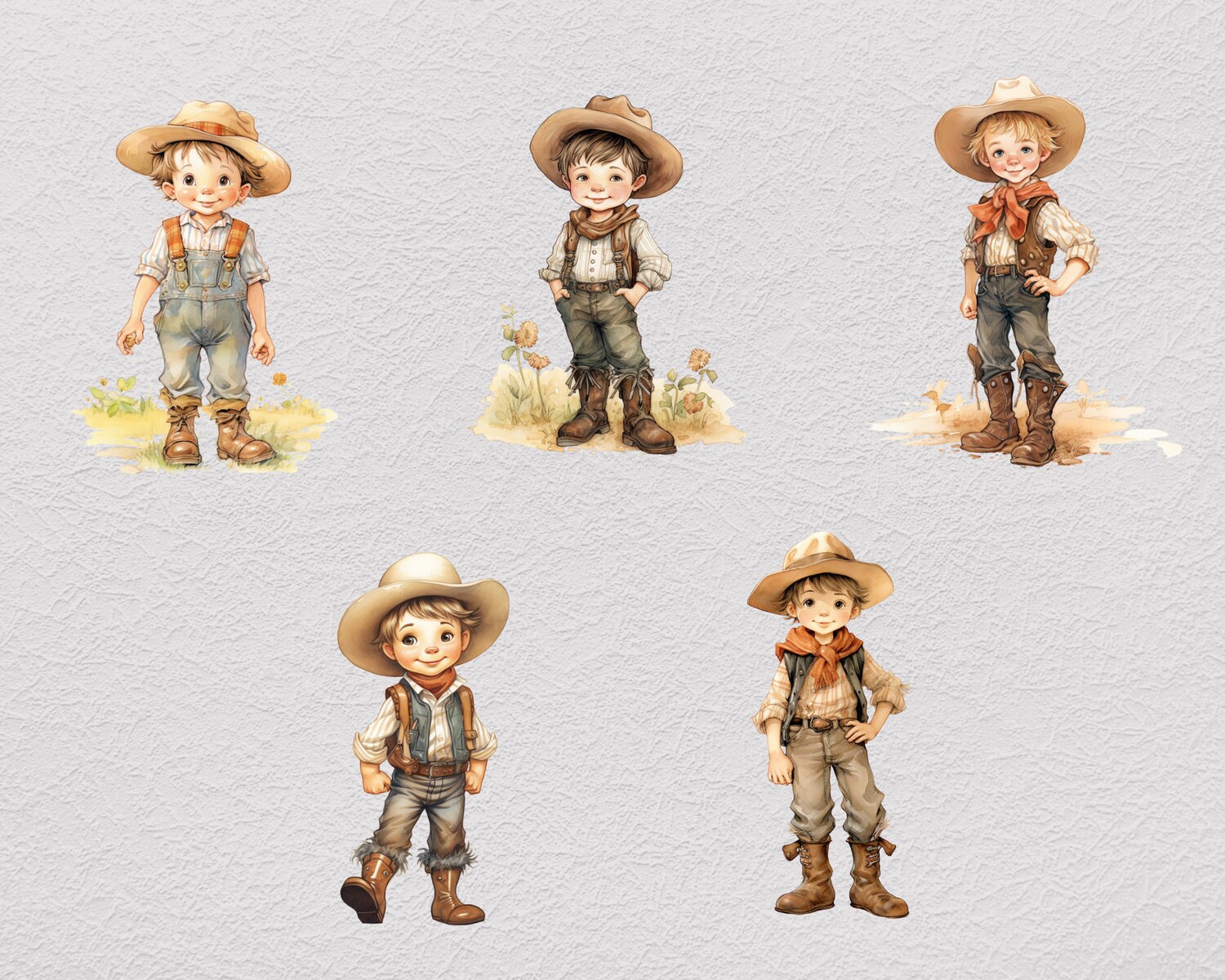 Cute Little Cowboy Clipart PNG Sublimation Bundle, Horse Clipart ...