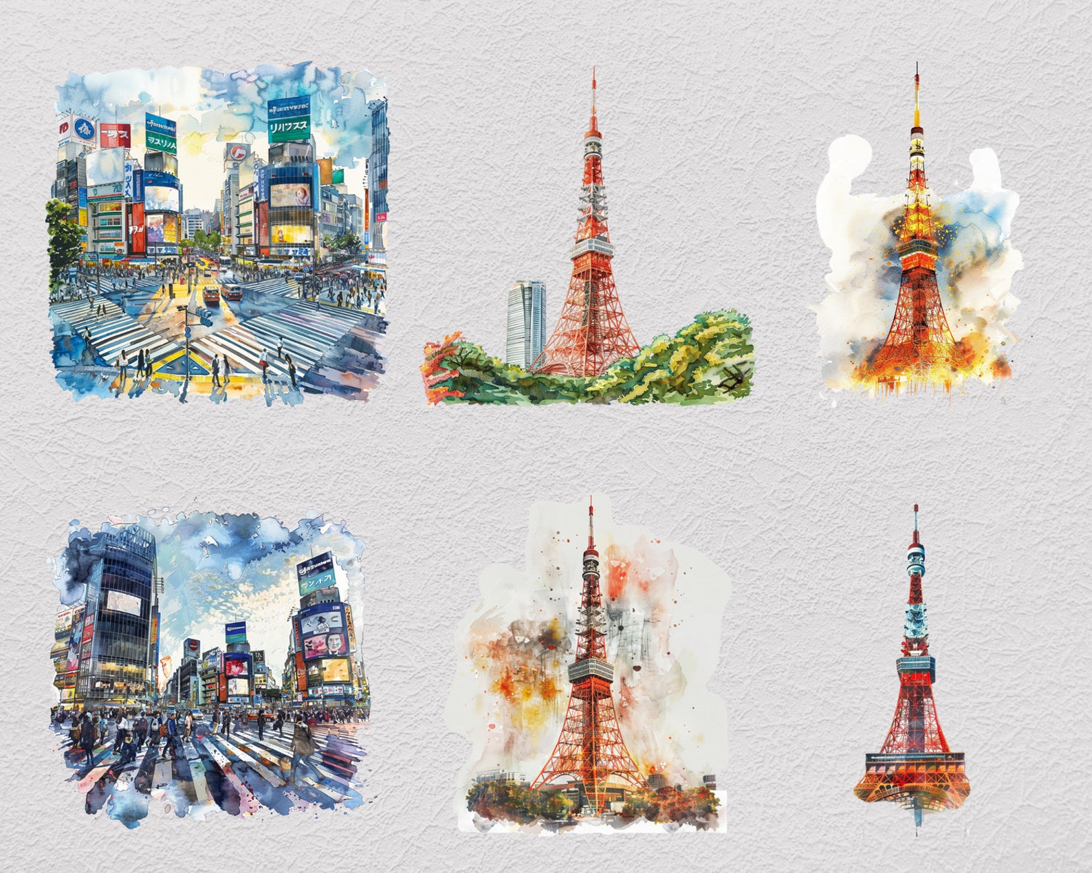 Tokyo Clipart, Watercolour City Clipart Bundle, Around the World ...