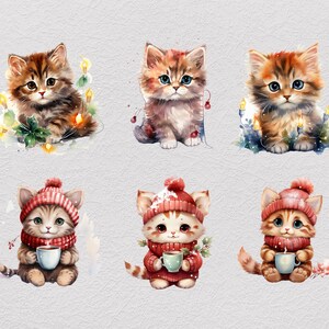 Cute Winter Kittens Clipart, Kitten Family PNG, Scarf and Beanie, Snowy ...