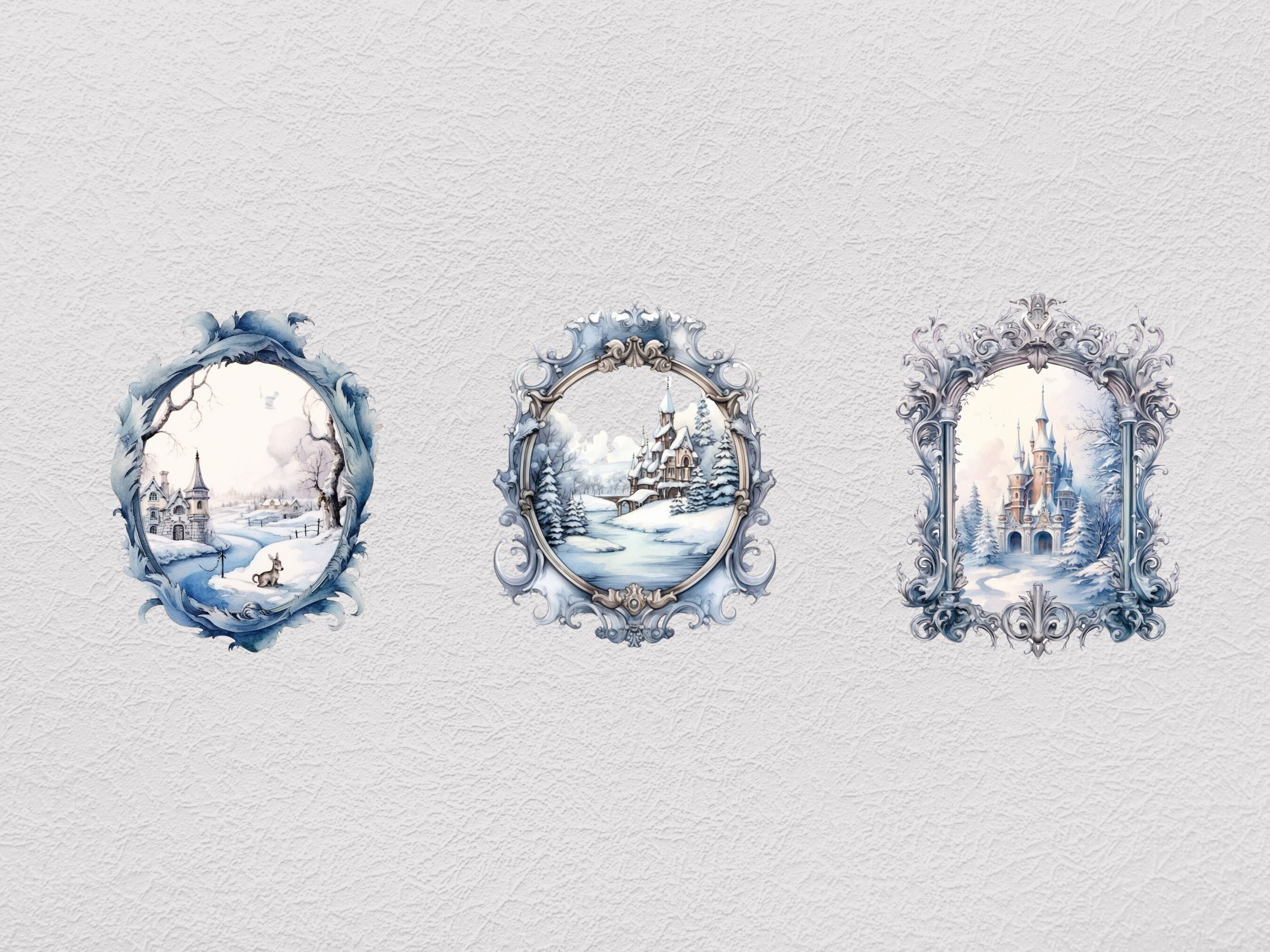 22 Rococo Winter Frames Clipart Bundle, Fantasy Clipart, Digital ...