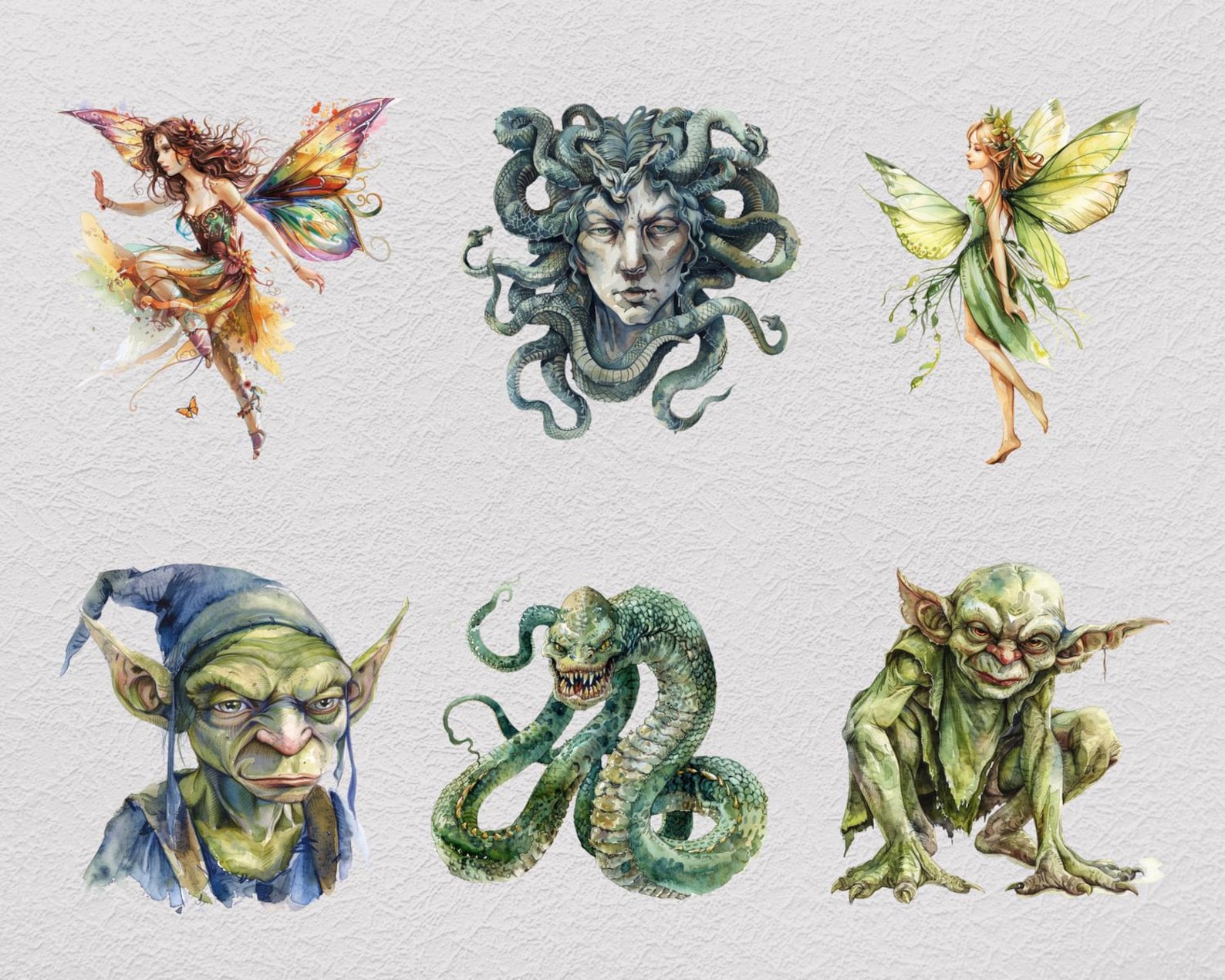 120 Mythical Creatures Clipart PNG Bundle, Transparent Clip Art for ...