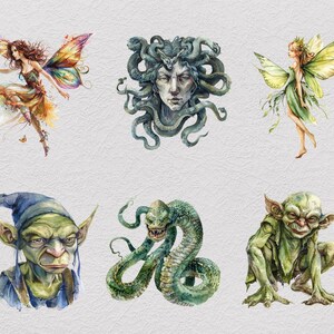 120 Mythical Creatures Clipart PNG Bundle, Transparent Clip Art for ...