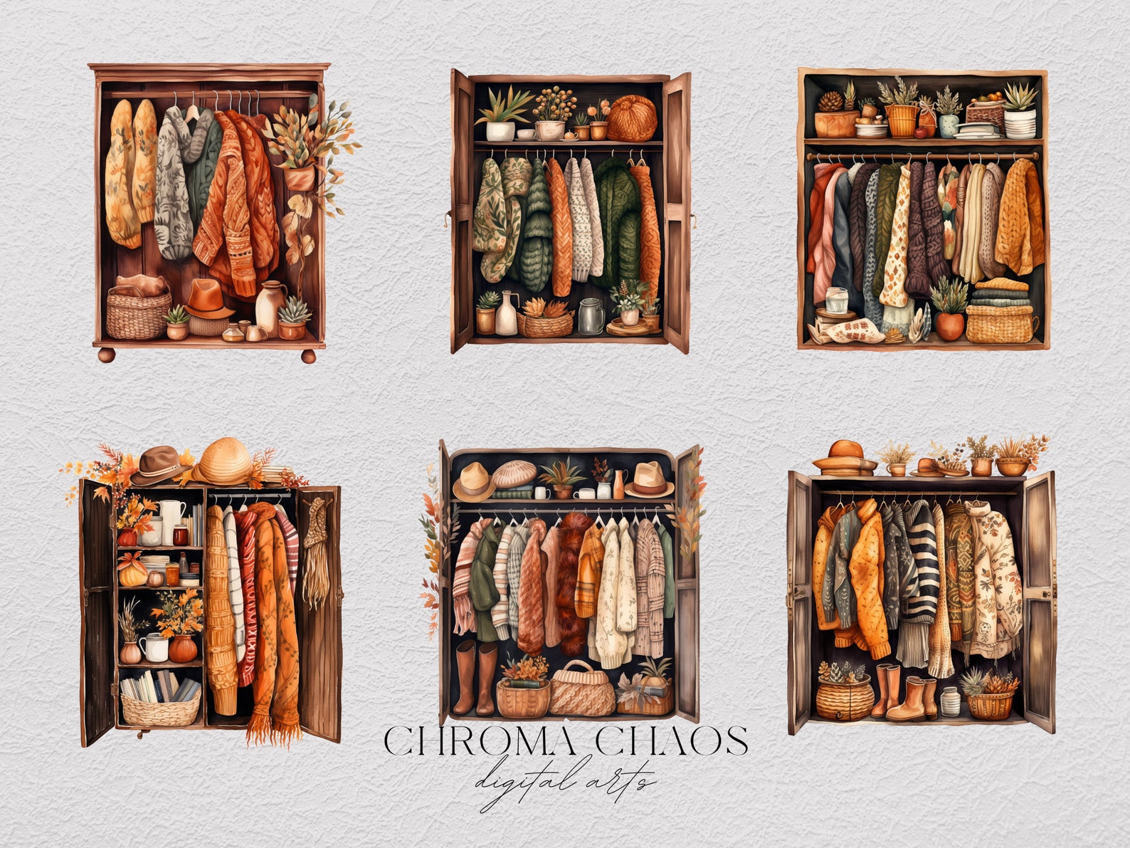 40 Watercolour Autumn Wardrobe Clipart Bundle Autumn Clothes - Etsy