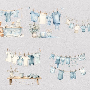 Baby Boy Clothes Line Clipart Bundle, Invitation Decor, Wall Decor ...