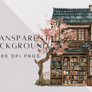 Spring Bookstore Clipart, Bookstore PNG, Architecture Clipart, Vintage ...