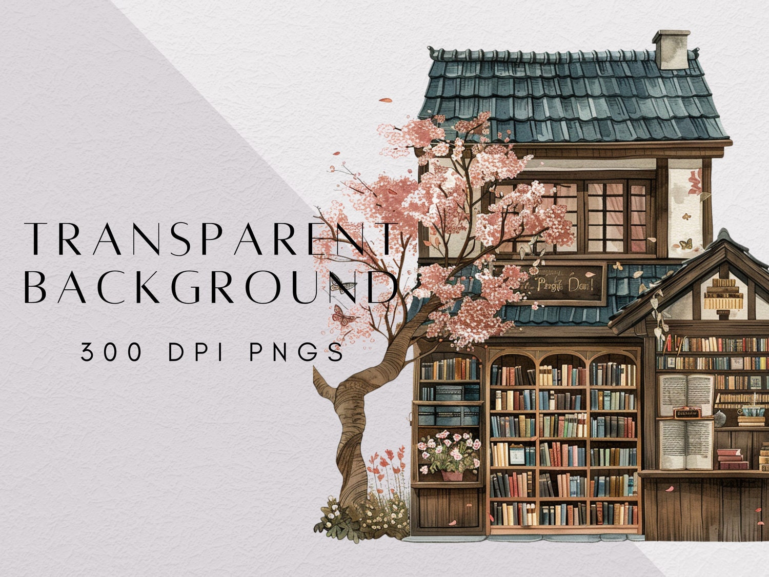 Spring Bookstore Clipart, Bookstore PNG, Architecture Clipart, Vintage ...