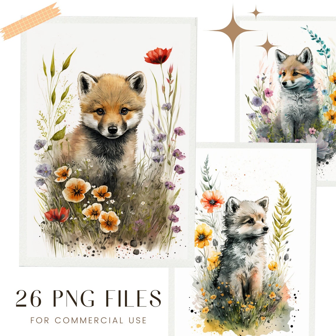 Cute Baby Wolf PNG, Watercolor Clipart, Transparent PNG, Goodnotes ...