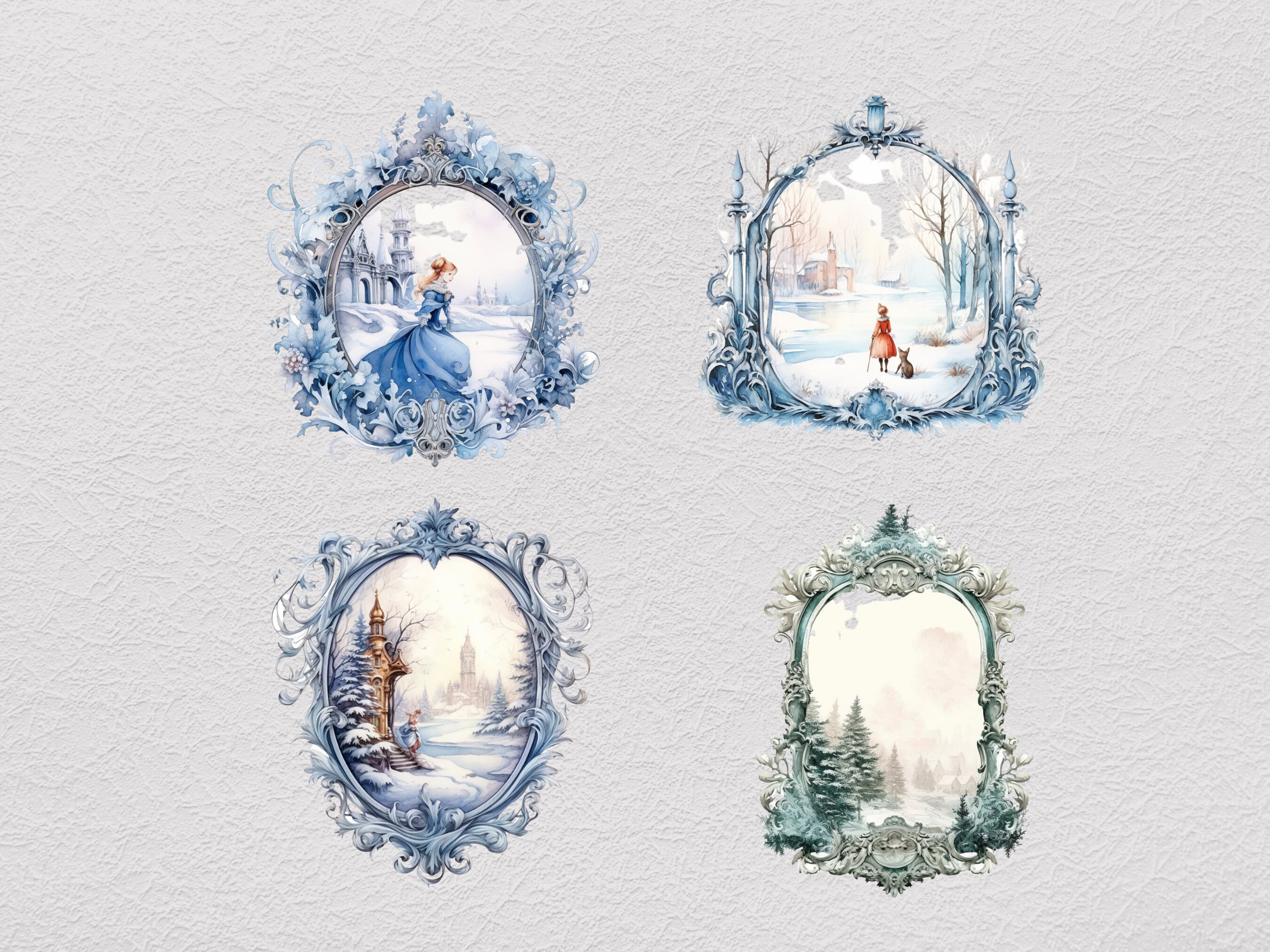 22 Rococo Winter Frames Clipart Bundle, Fantasy Clipart, Digital ...