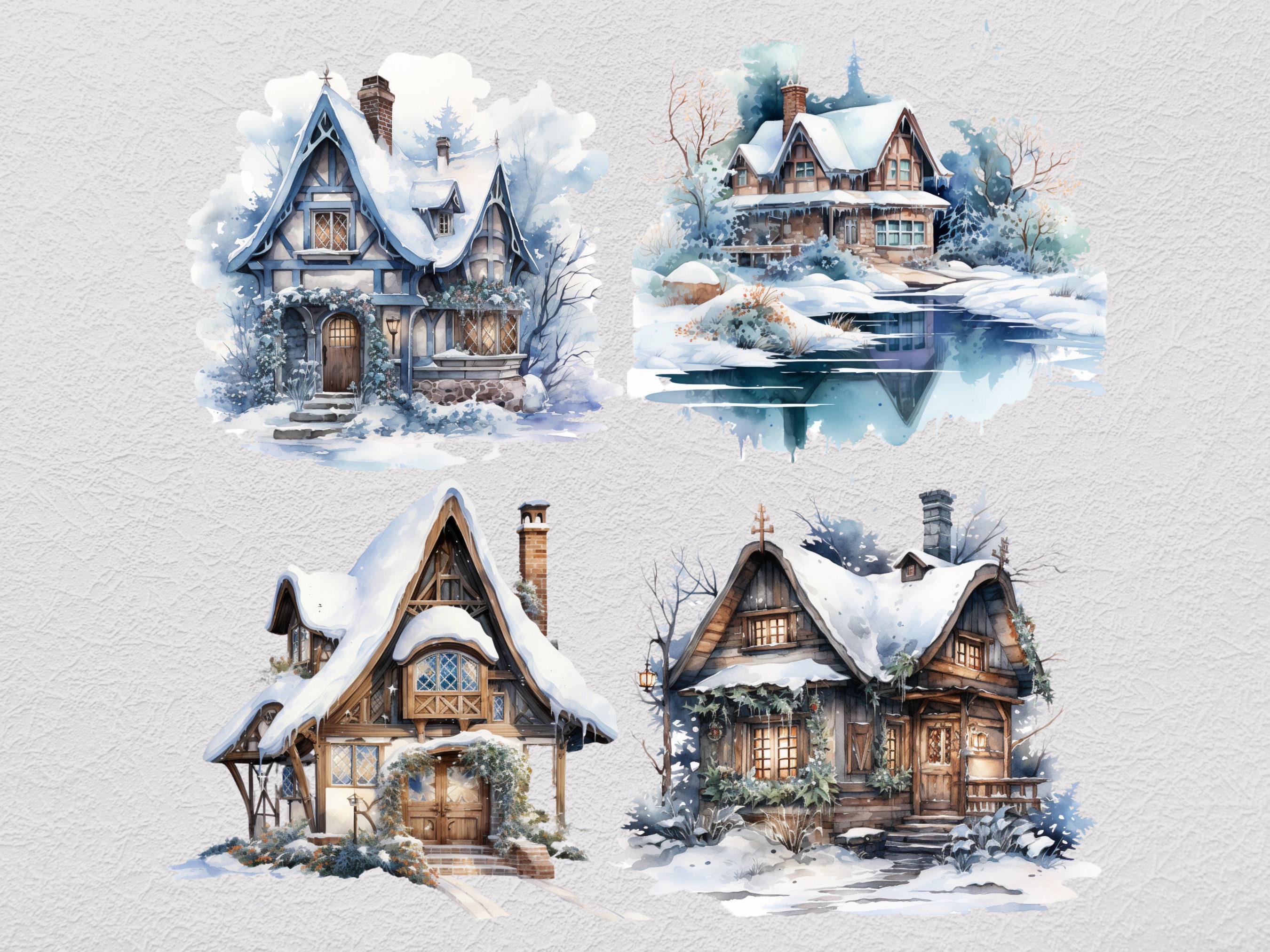 Winter Cottages Clipart PNG, Cottage PNG, Winter Clip Art, Scrapbook ...