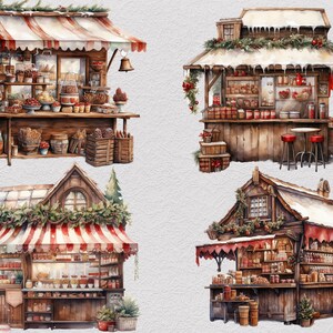 Watercolour Winter Market Clipart Bundle, Christmas Market, Stall ...