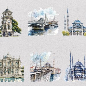 Istanbul Clipart, Watercolour City Clipart Bundle, Around the World ...