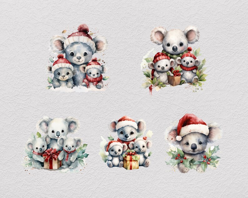 32 Winter Koala Clipart Koala Family PNG Scarf and Beanie - Etsy Australia