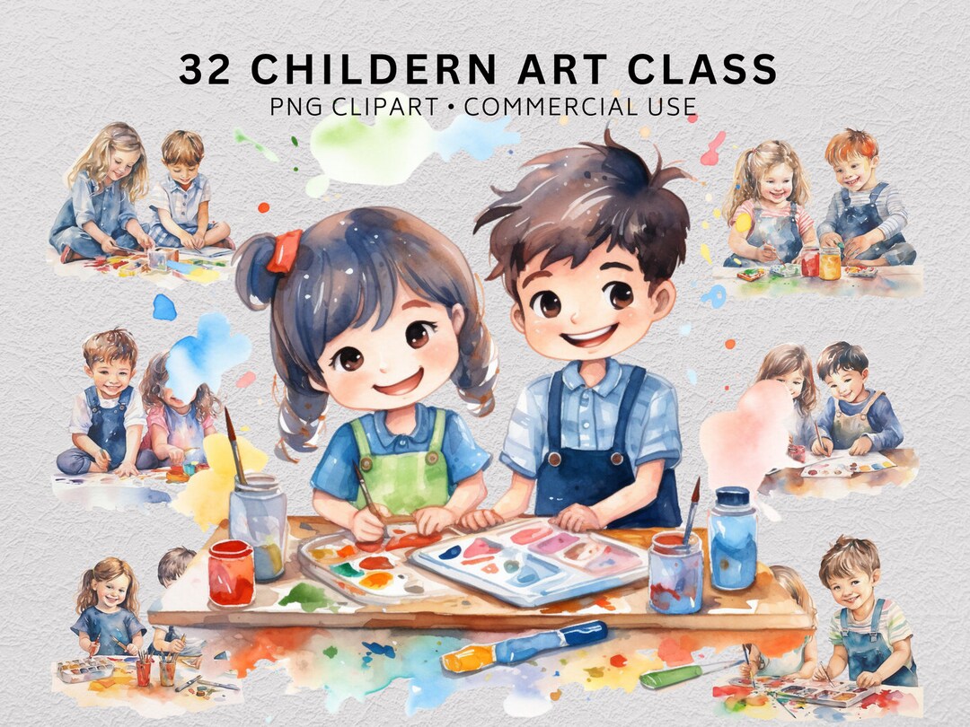 Student Art Class Clipart, School Clipart PNG Bundle, Transparent ...