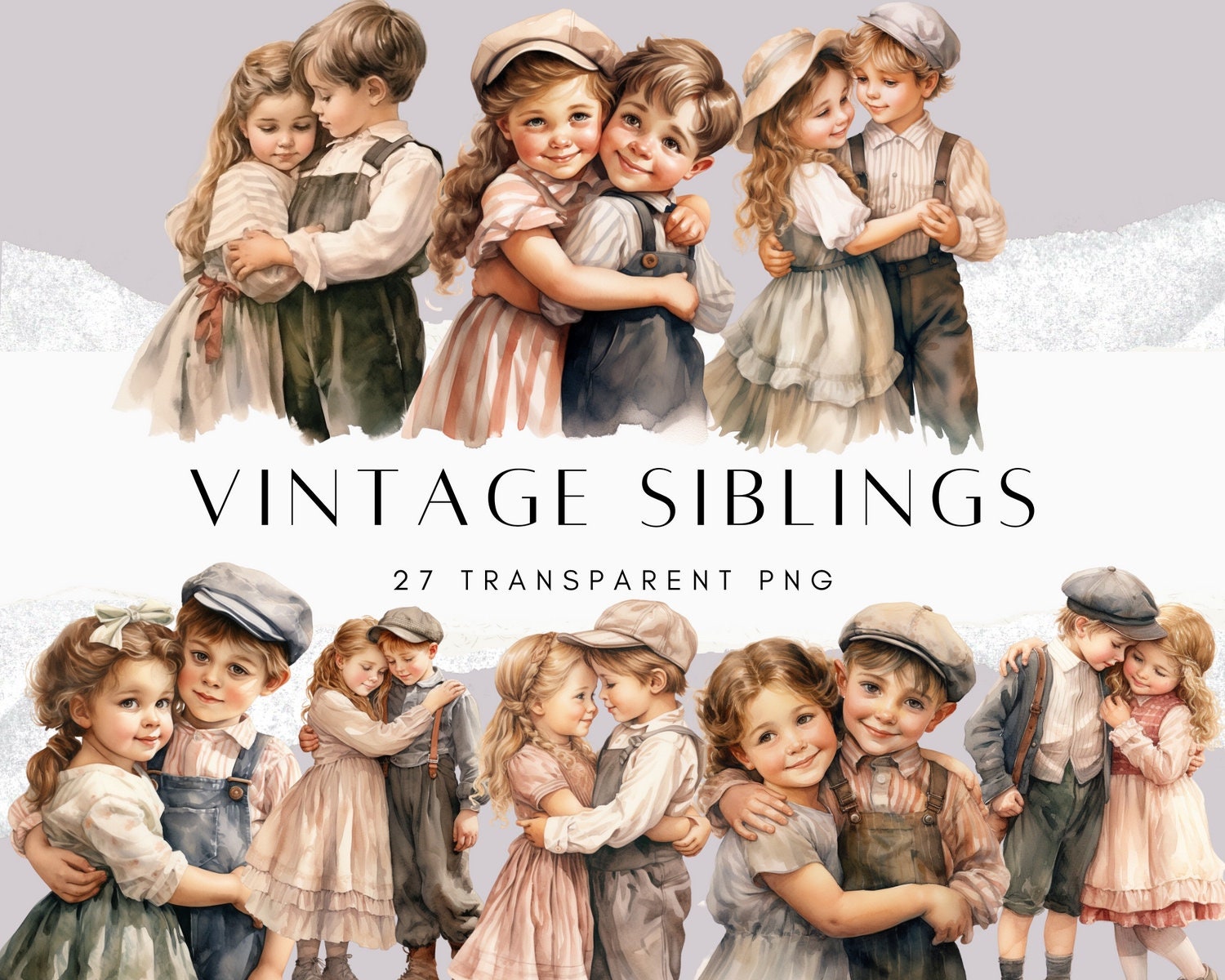 Vintage Siblings Clipart, Siblings Lovepng, Sister Brother PNG ...