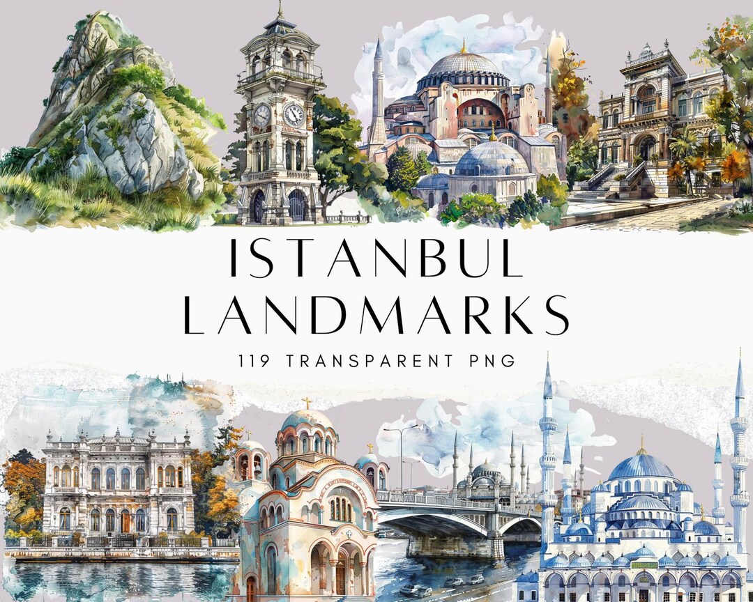 Istanbul Clipart, Watercolour City Clipart Bundle, Around the World ...