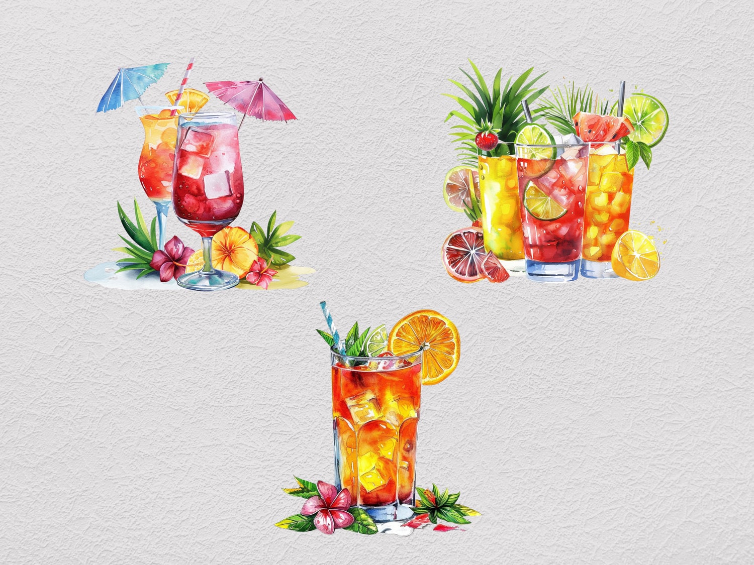 Summer Drinks Beach Clipart PNG Bundle Transparent Background Clip Art ...